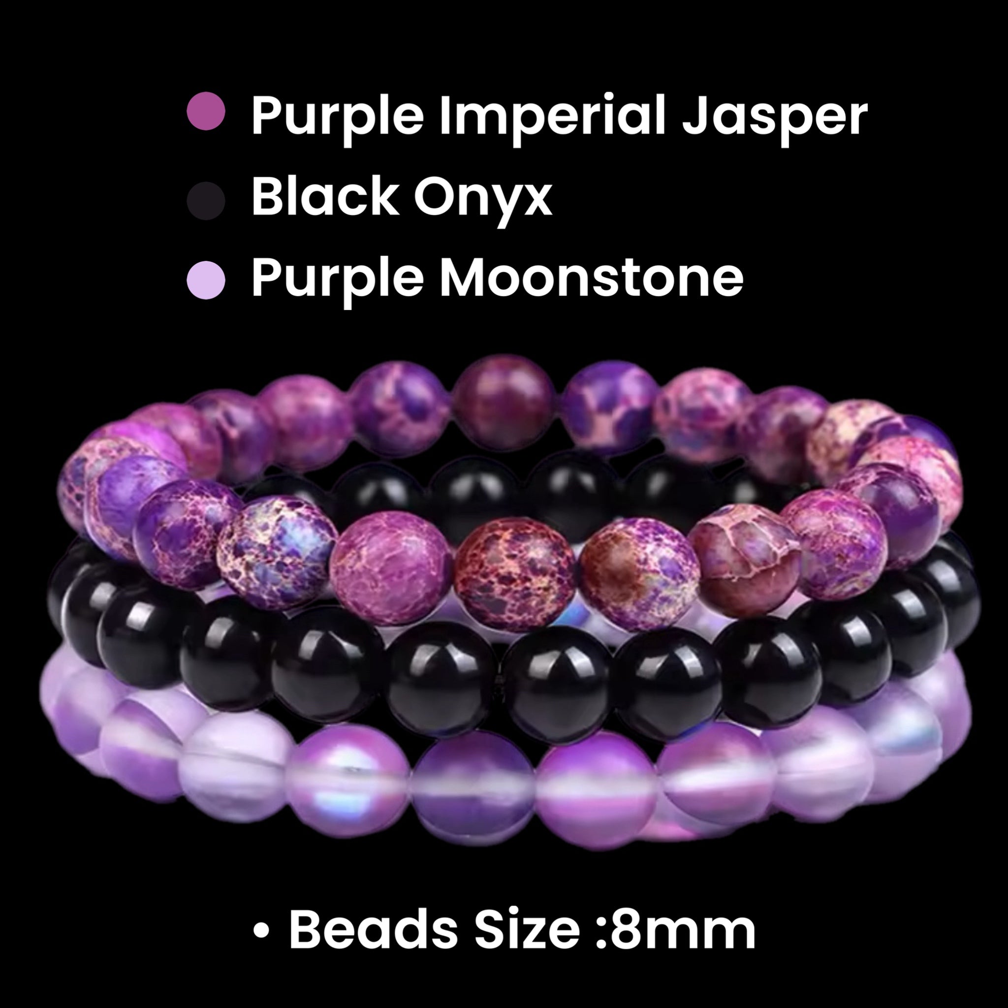 Purple Jasper Moonstone Crystal Bracelet Bundle – Ancient Aura Jewelry