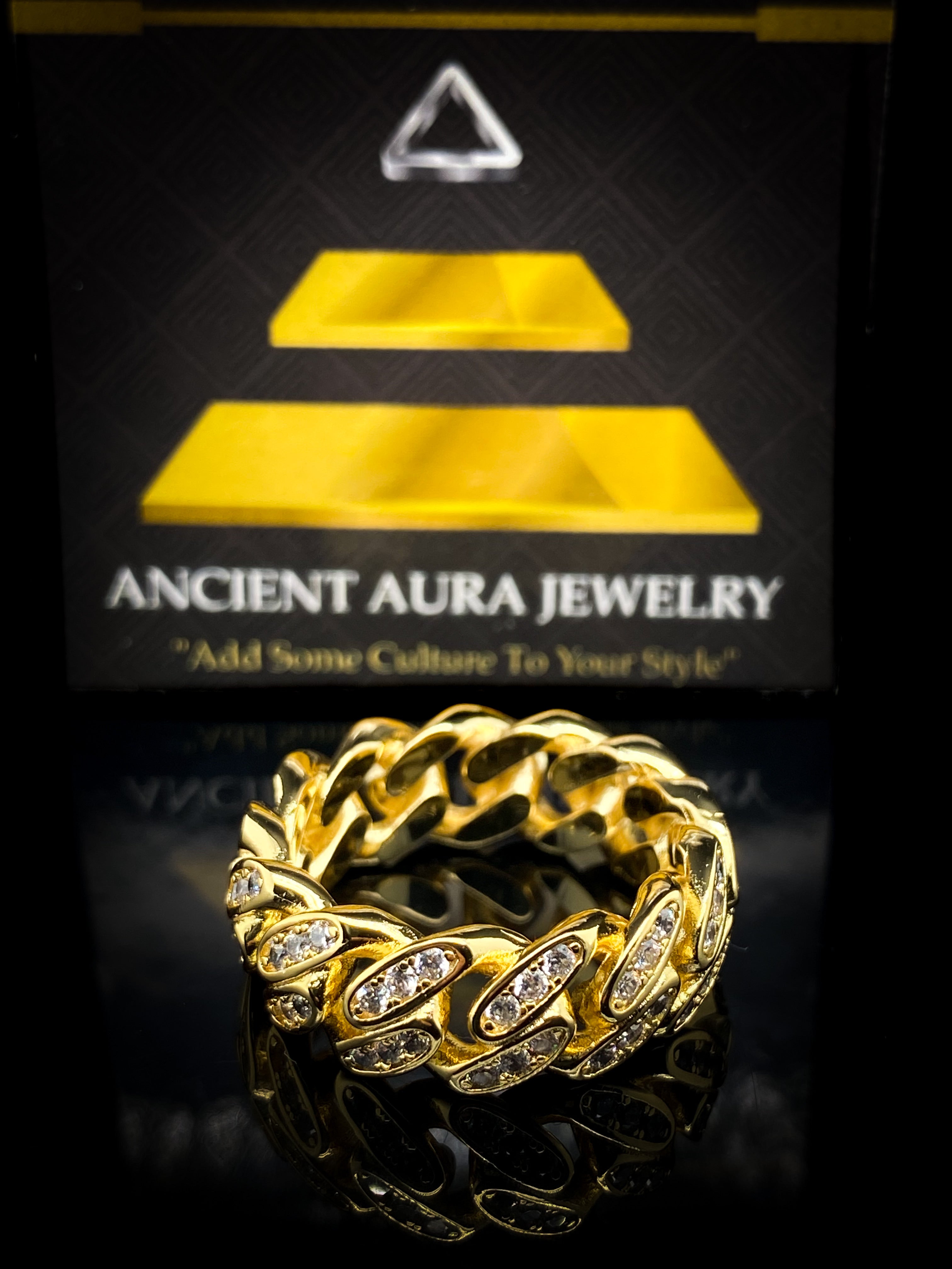 Iced Cuban Gold Ring – Ancient Aura Jewelry